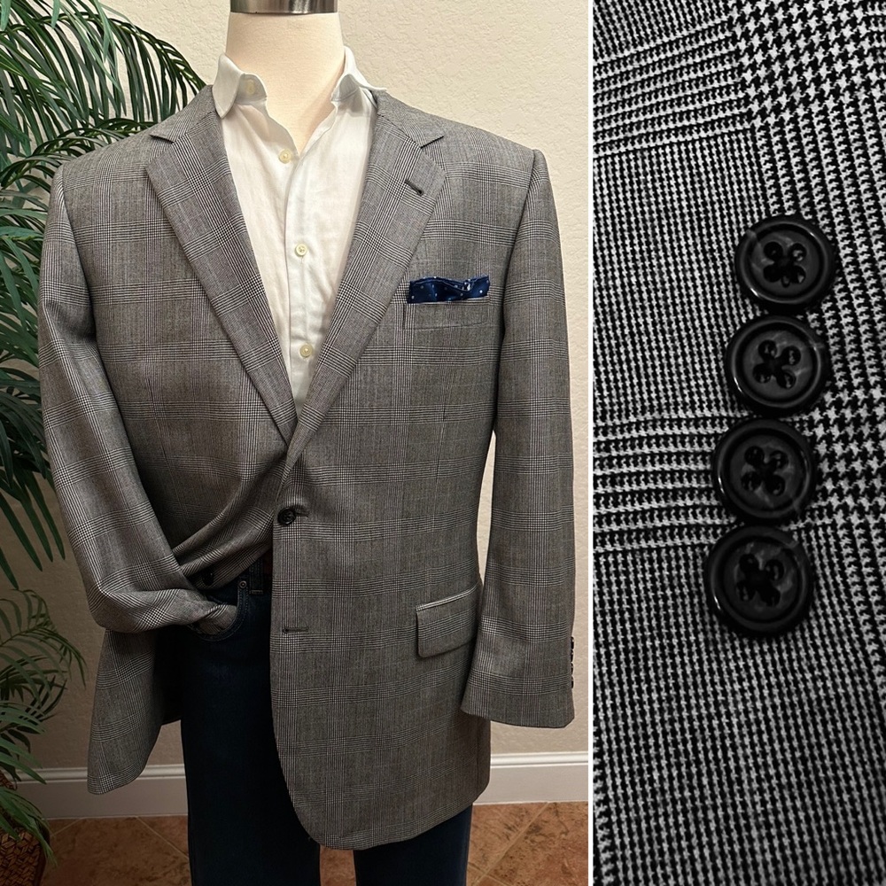 Jos A Bank Mens Glen Check Suit Jacket Size 48l Long … - Gem